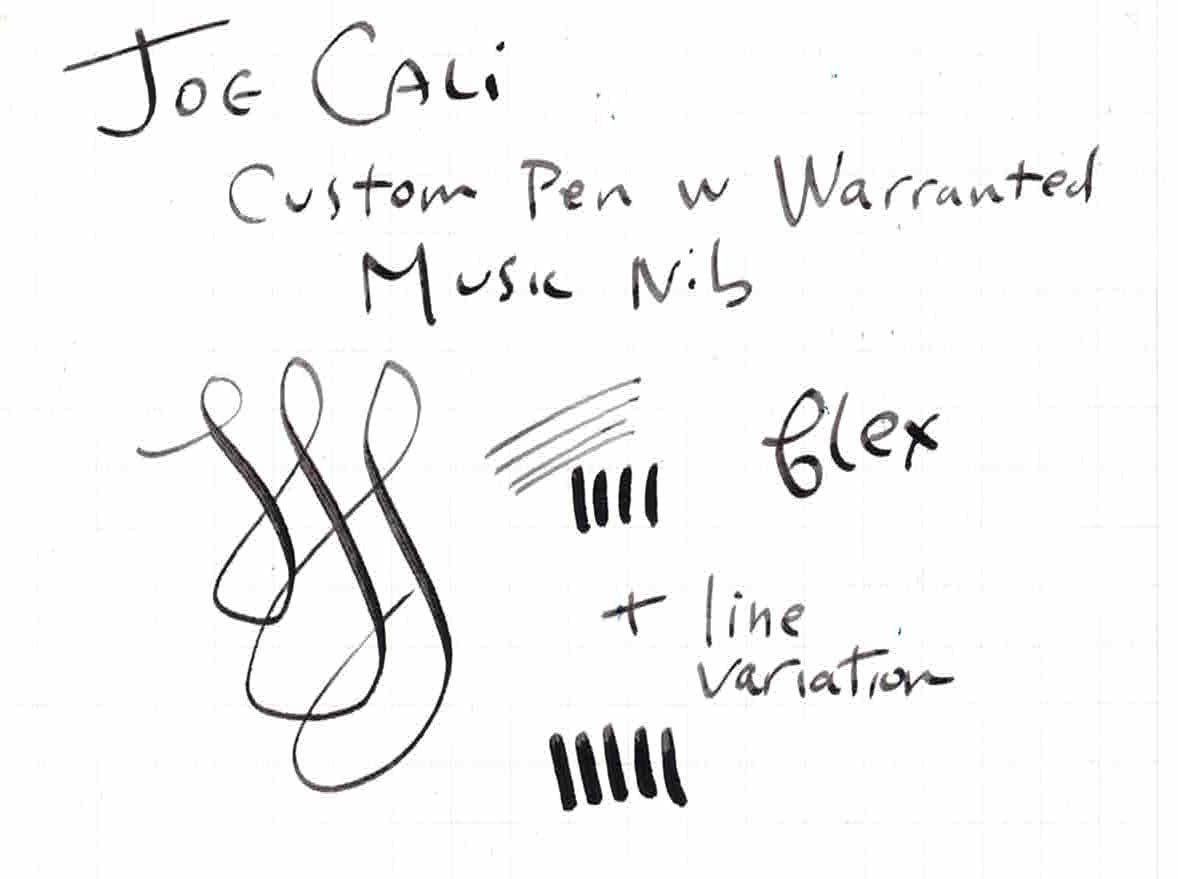 Joe Cali Custom Fountain Pen - Yellow Button Filler w Sterling Clip, Warranted Music Nib (Near ...